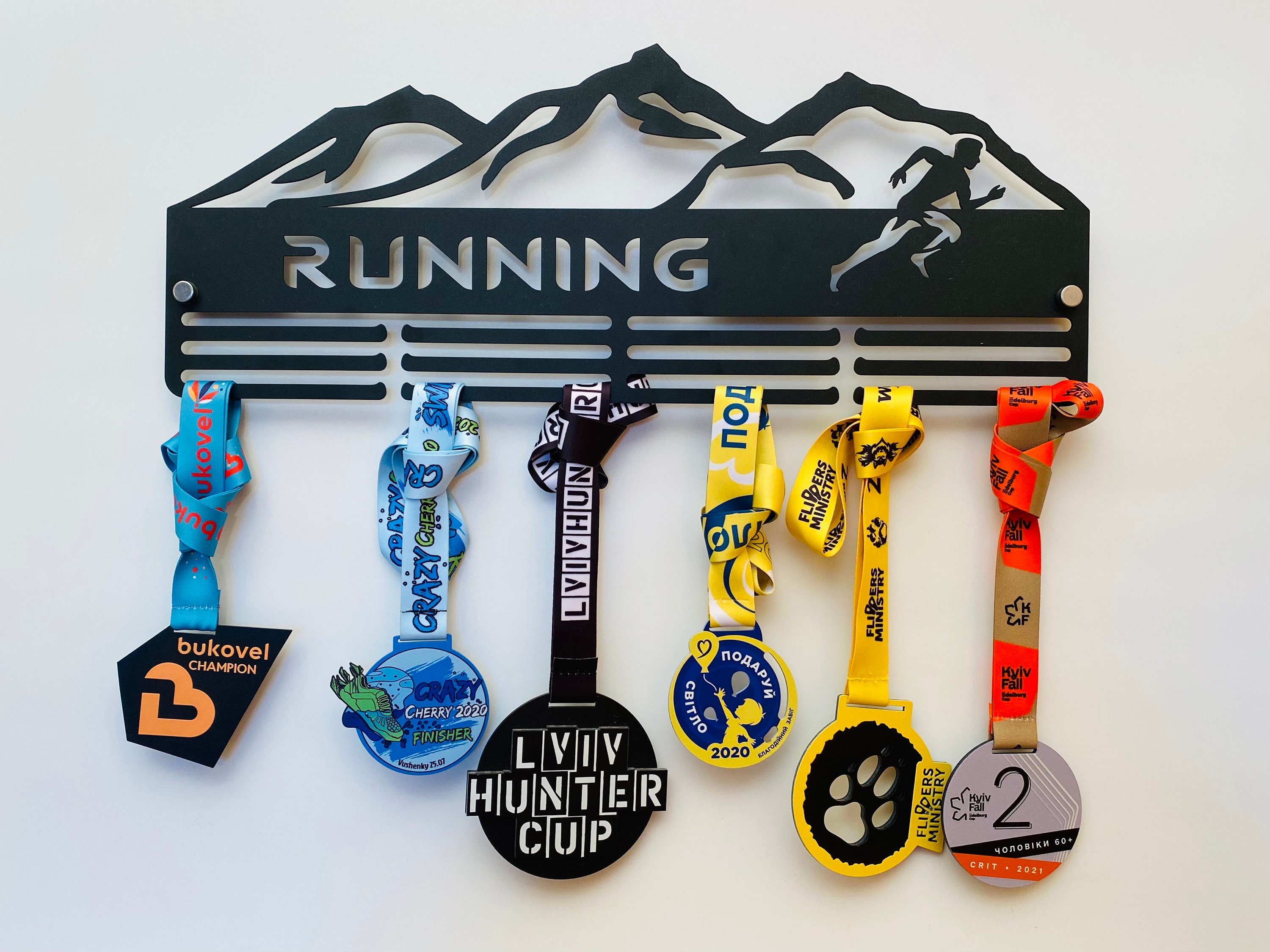 Personalized Runner's Medal Rack, Customized Metal Medal Hanger Run ...