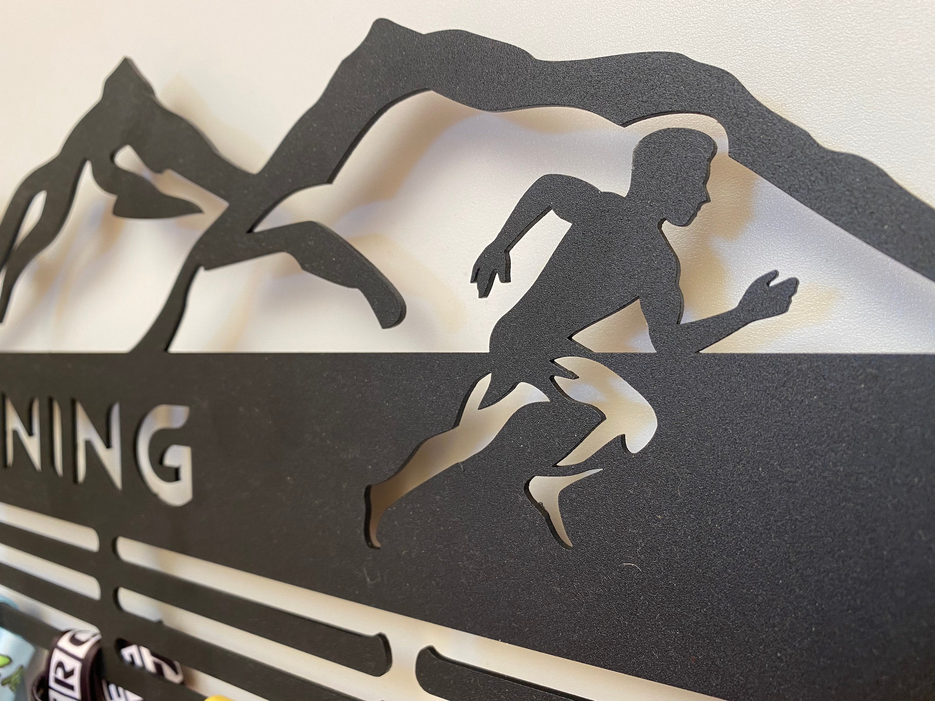 Personalized Runner's Medal Rack, Customized Metal Medal Hanger Run ...