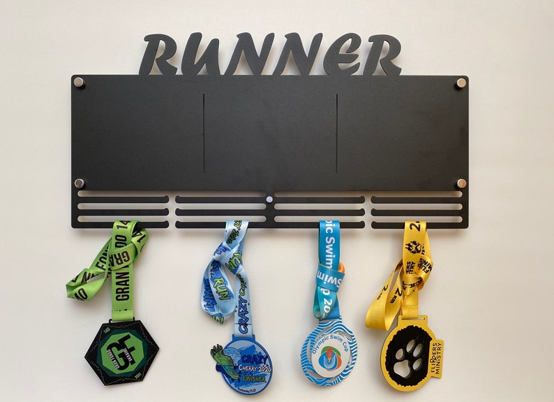 Personalized Medal Rack With Photo Frame, Photo Medal Holder, Runner ...