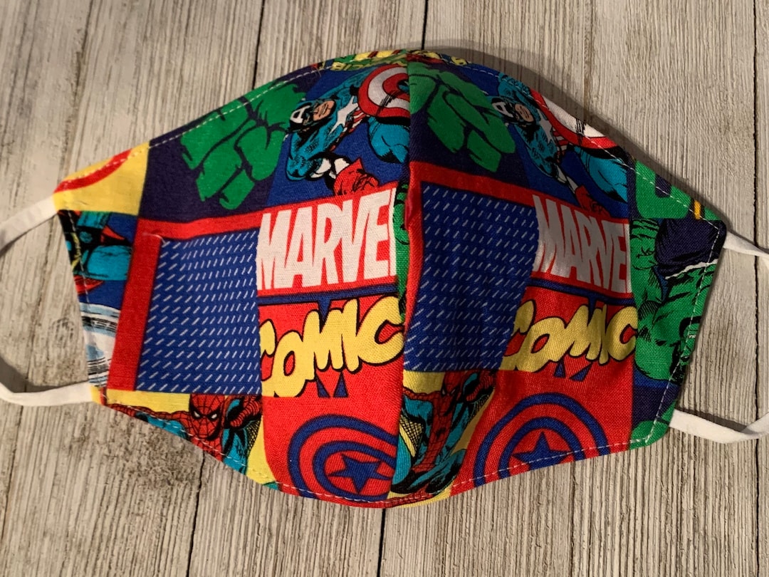 Marvel Comics Avenger Face Mask Adult/big Kids 2 Layer 100 Percent ...
