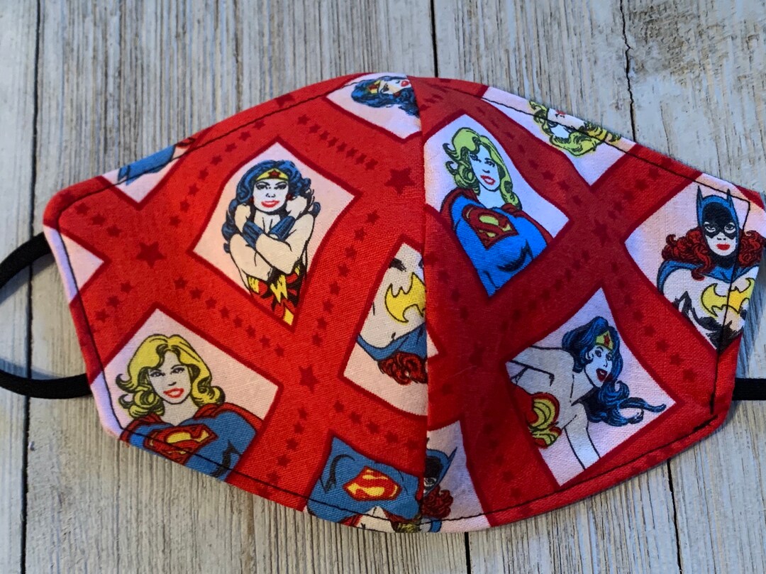 Wonder Woman Face Mask Little Girl 2 Layer Cotton Face Mask Adjustable ...