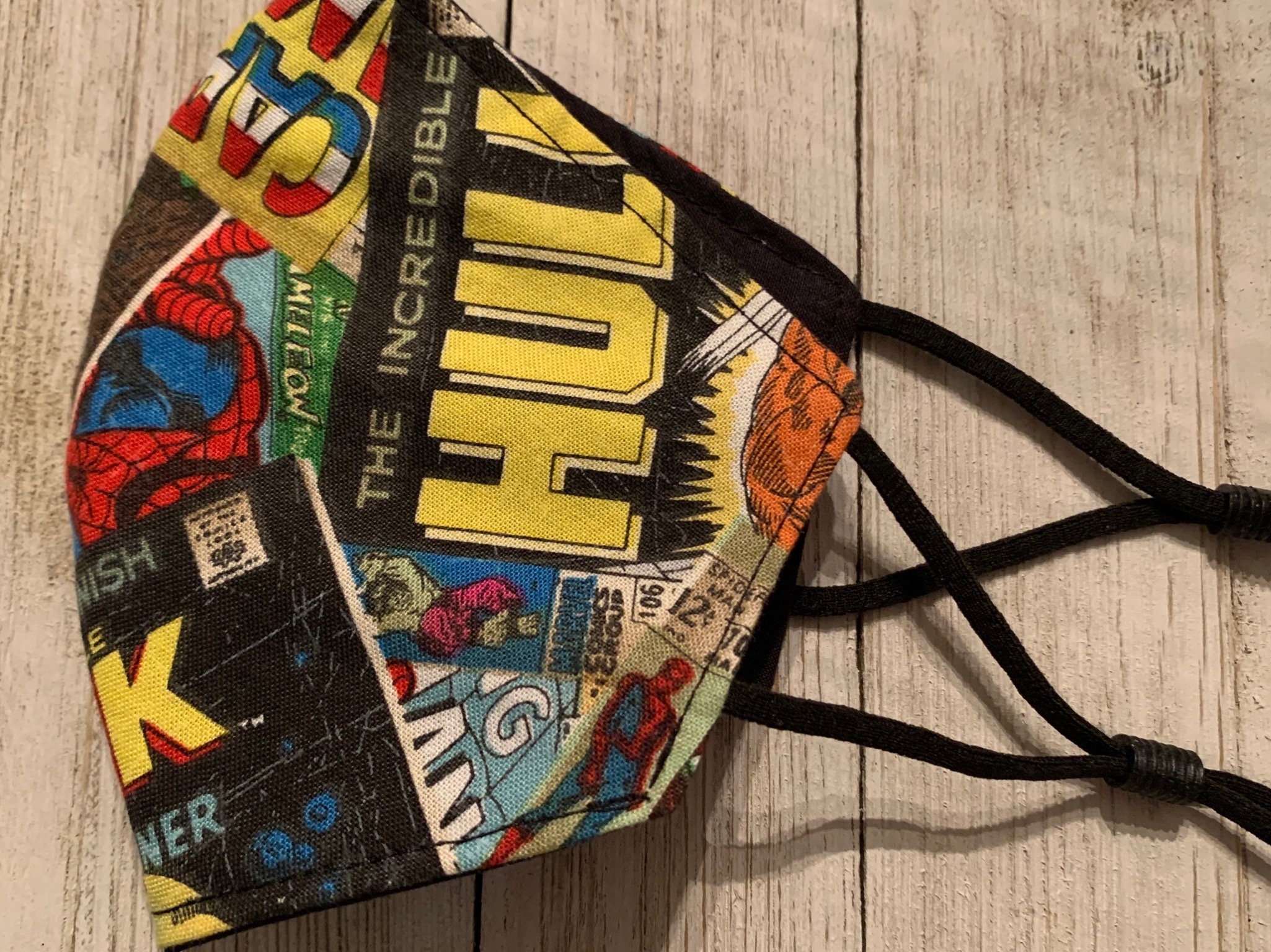 Marvel Avenger Face Mask little Kids Vintage Comic 2 Layer 100 | Etsy