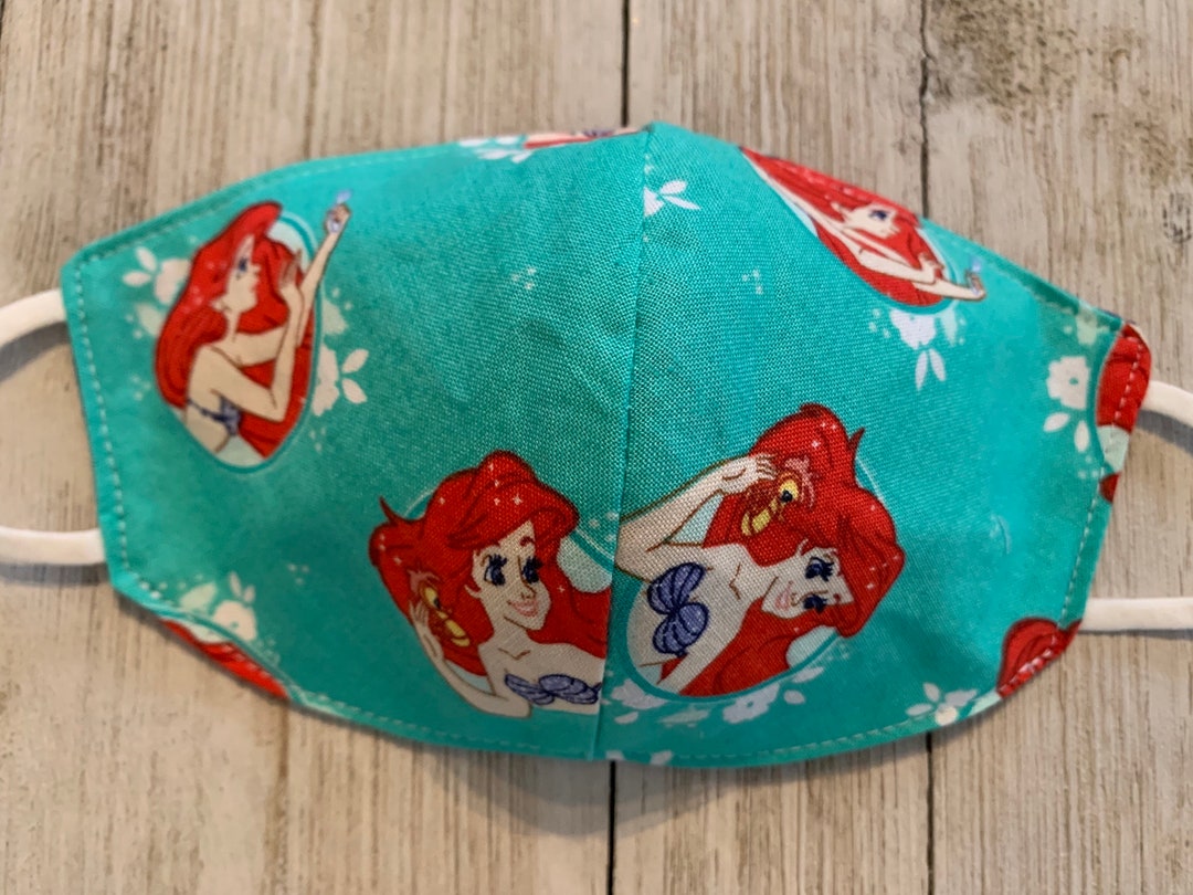 Little Mermaid Ariel Face Mask Little Kids 2 Layer 100% Cotton ...