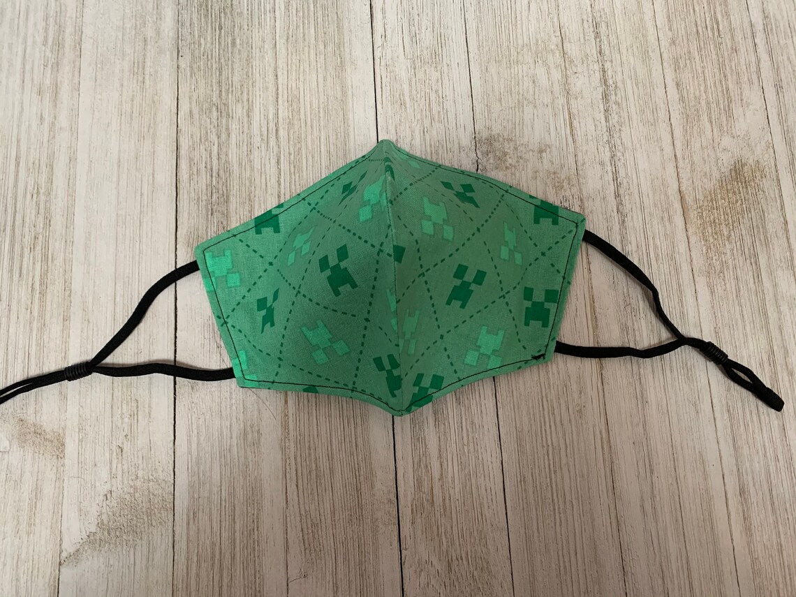 Minecraft Creeper Face Mask. Gaming Face Mask. Little Kids - Etsy