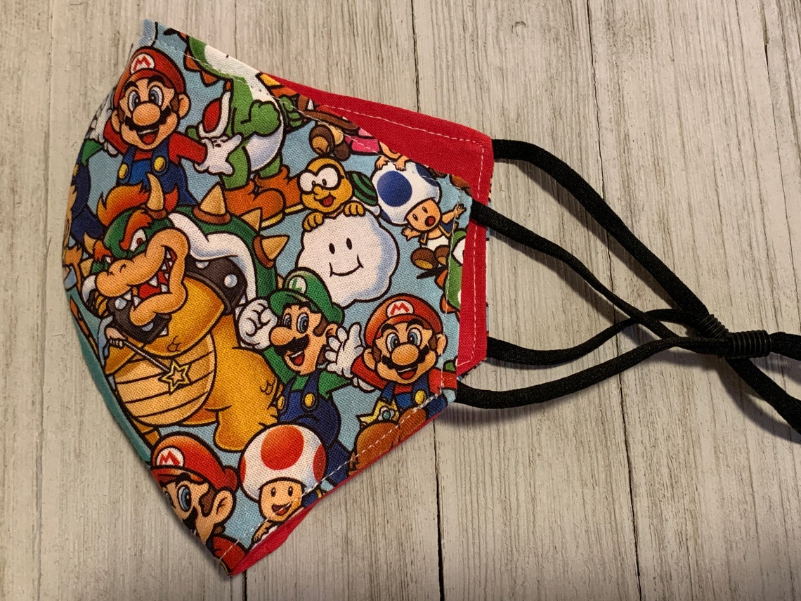 Super Mario Face Mask. Gaming Face Mask. Adult / Big Kid Adjustable ...