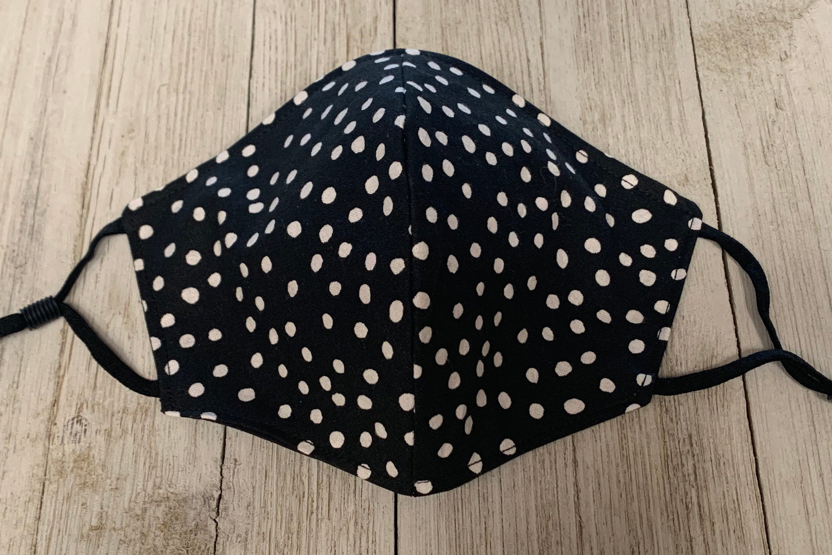 Black With White Polka Dot Face Mask Adult Cotton Face Mask - Etsy