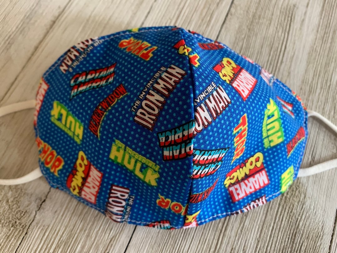 Kids Marvel Avengers Face Mask Reversible Cotton Face Mask Adjustable ...