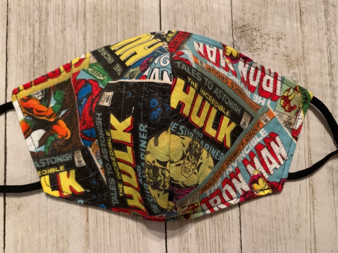 Marvel Avenger Face Mask Adult Vintage Comic 2 Layer 100 Percent Cotton ...