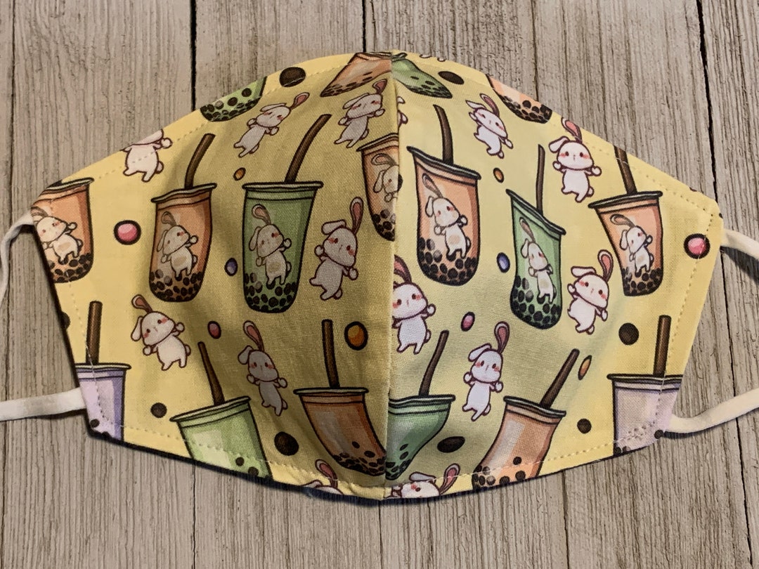 Boba Tea Face Mask With Bunny - Adult / Teen / Big Kid Size - Etsy