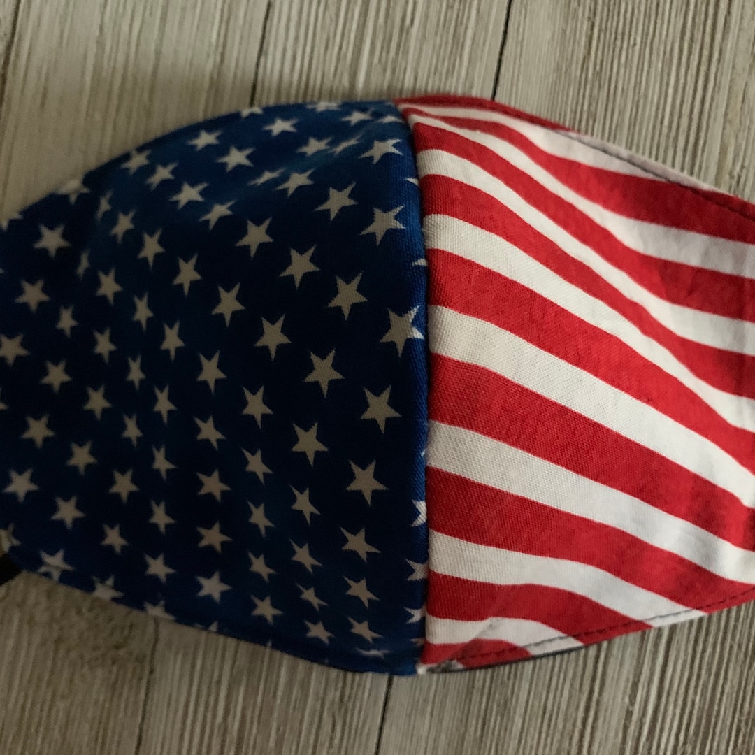 USA Flag America Face Mask 100% Cotton Adjustable Patriotic - Etsy