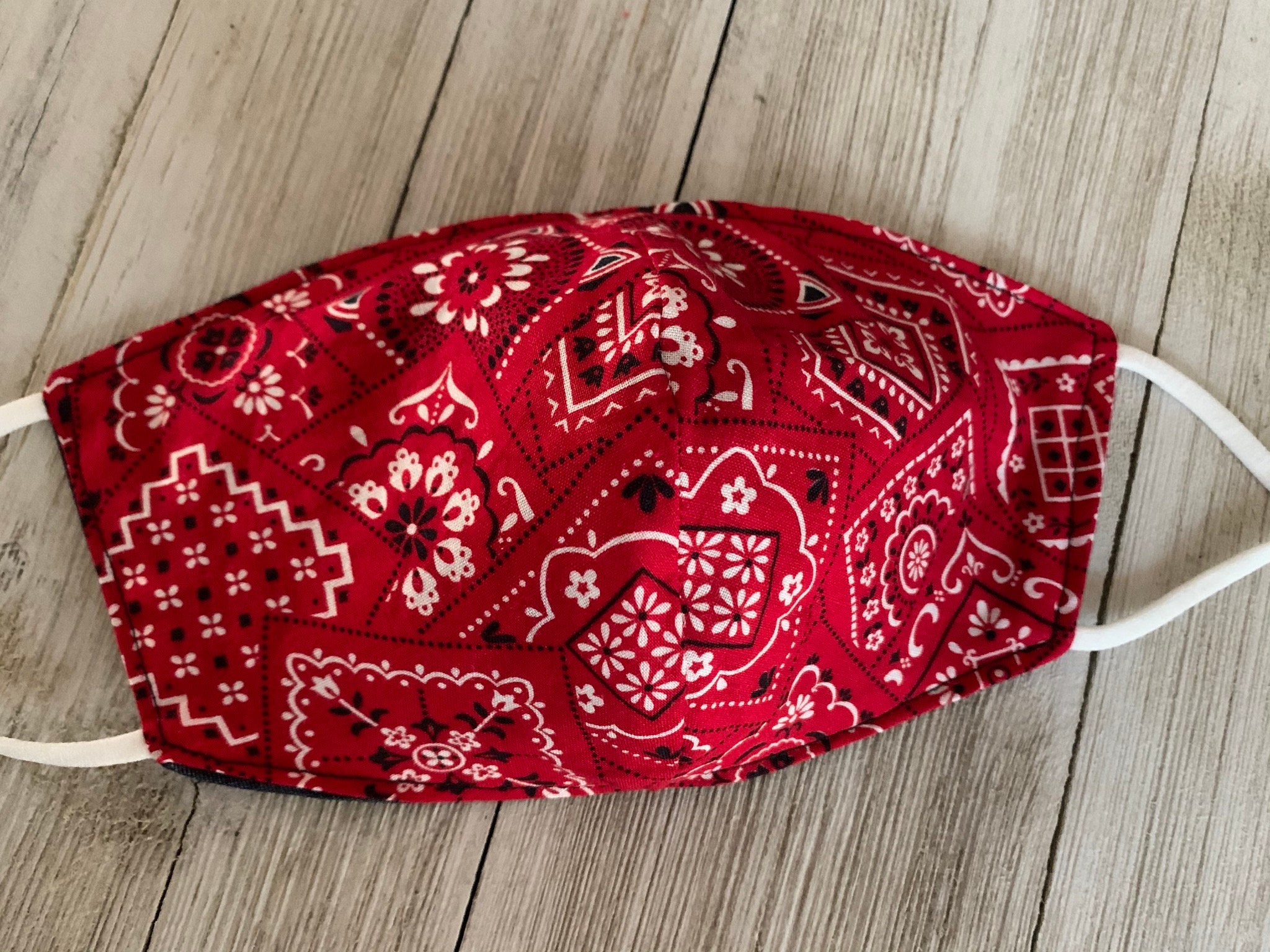 Red Bandana Face Mask Little Girls 2 Layer 100 Percent Cotton ...