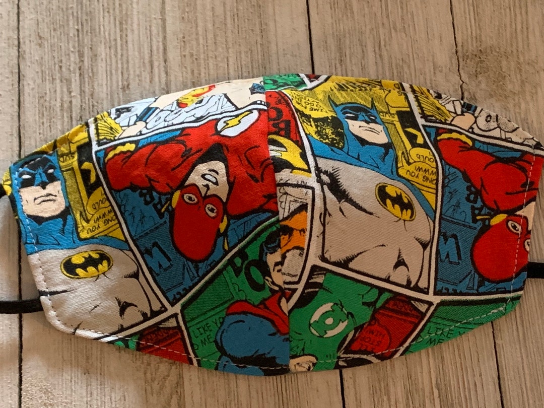 DC Comics Face Mask Little Kids Justice League Adjustable Reversible ...