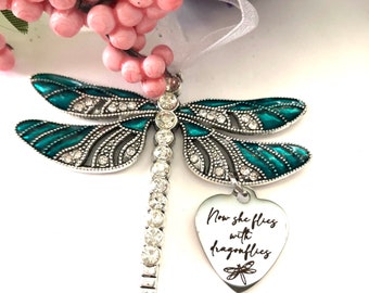 Dragonfly Memorial Ornament, Loss of Loved One, Now She Flies With ...