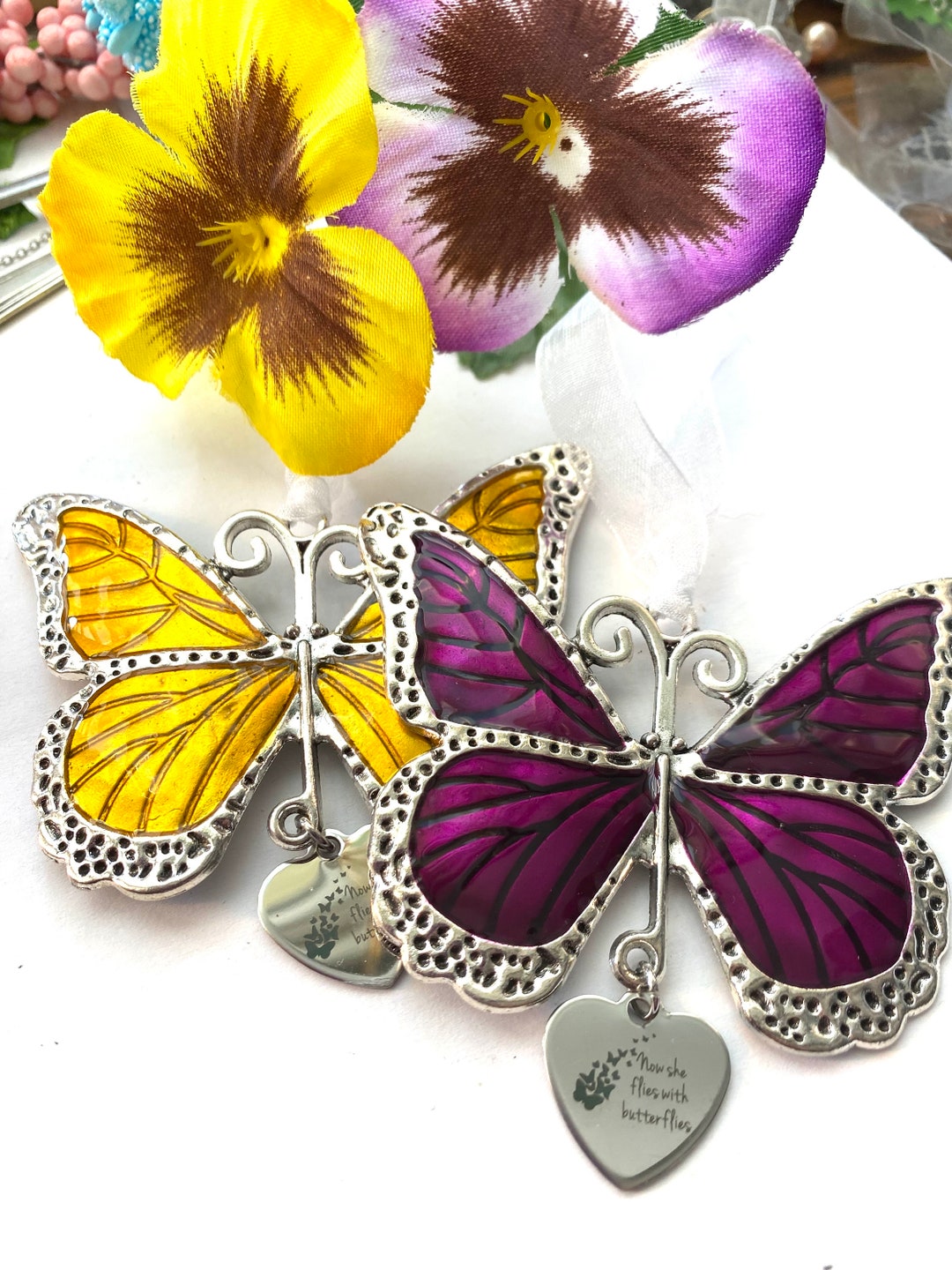 Now She Flies With Butterflies, Butterfly Memorial Ornaments, Loss of ...