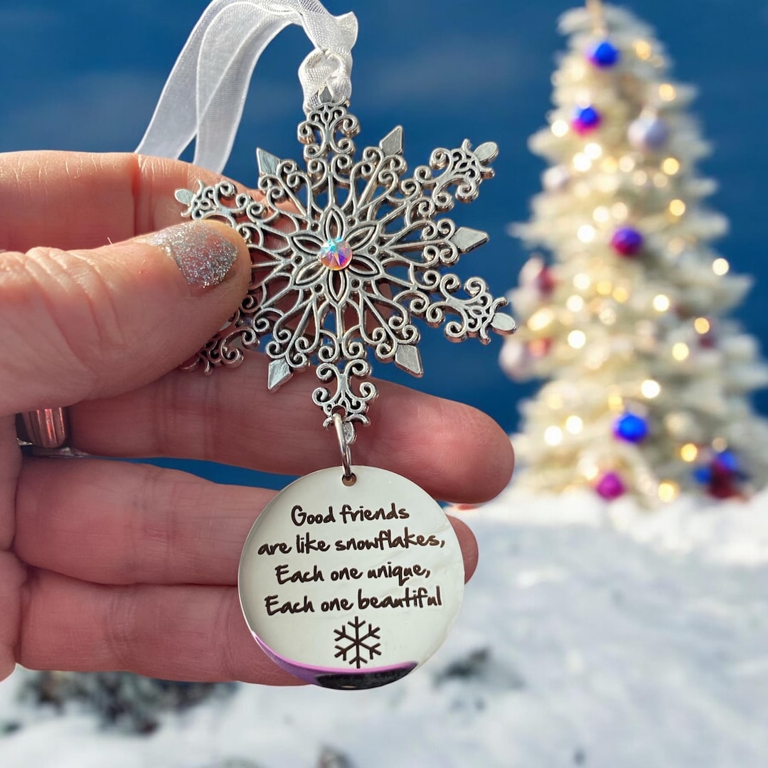 Snowflake Friend Ornament: Swarovski Crystal, Stainless Steel Charm - Etsy