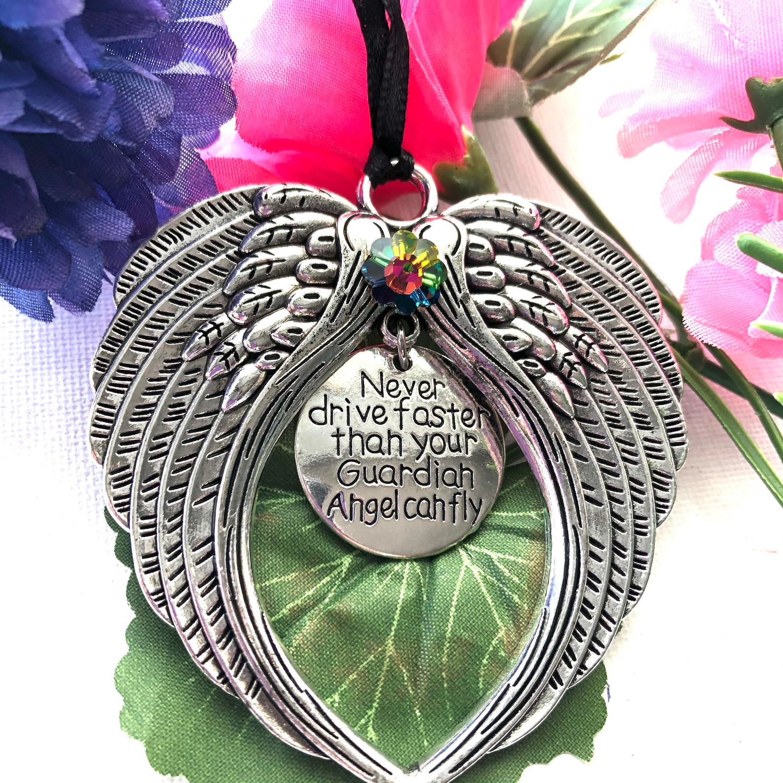 Guardian Angel Car Charm: Safe Driver Gift With Swarovski Crystal - Etsy