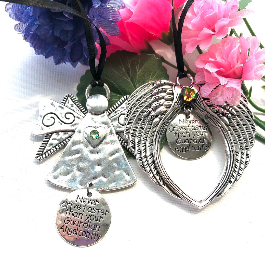Guardian Angel Car Charm: Safe Driver Gift With Swarovski Crystal - Etsy