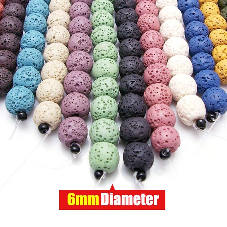6mm/8mm Colorful Smooth Lava Beads, Full Strand, Natural Stone Beads ...