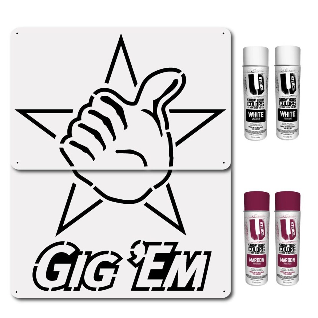 Texas A&M “gig ‘em” – Lawn Stencil Including Paint - Etsy