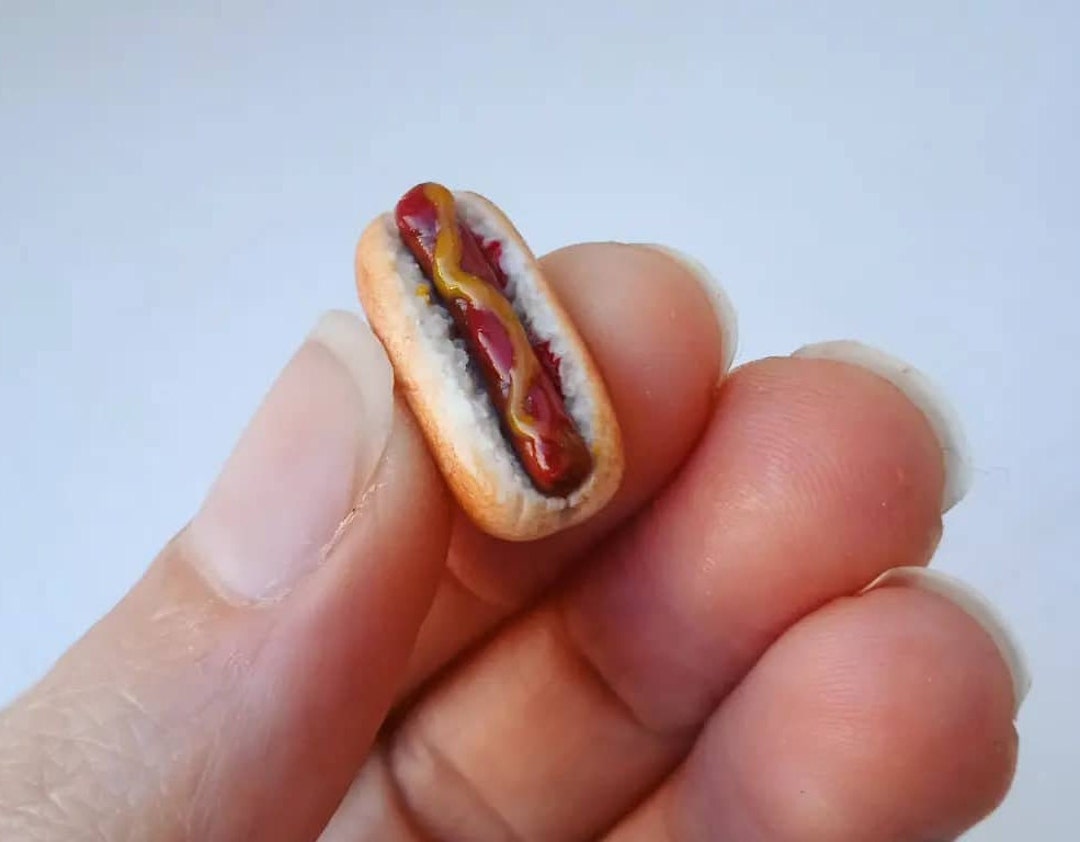 Miniature Hot Dog, Mini Hot Dog, Miniature Food, Dollhouse Food, Food for Dollhouse, Polymer ...