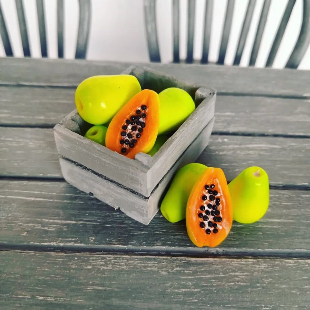5x Miniature Papayas, Mini Papaya, Dollhouse Food, Miniature Food, Mini ...