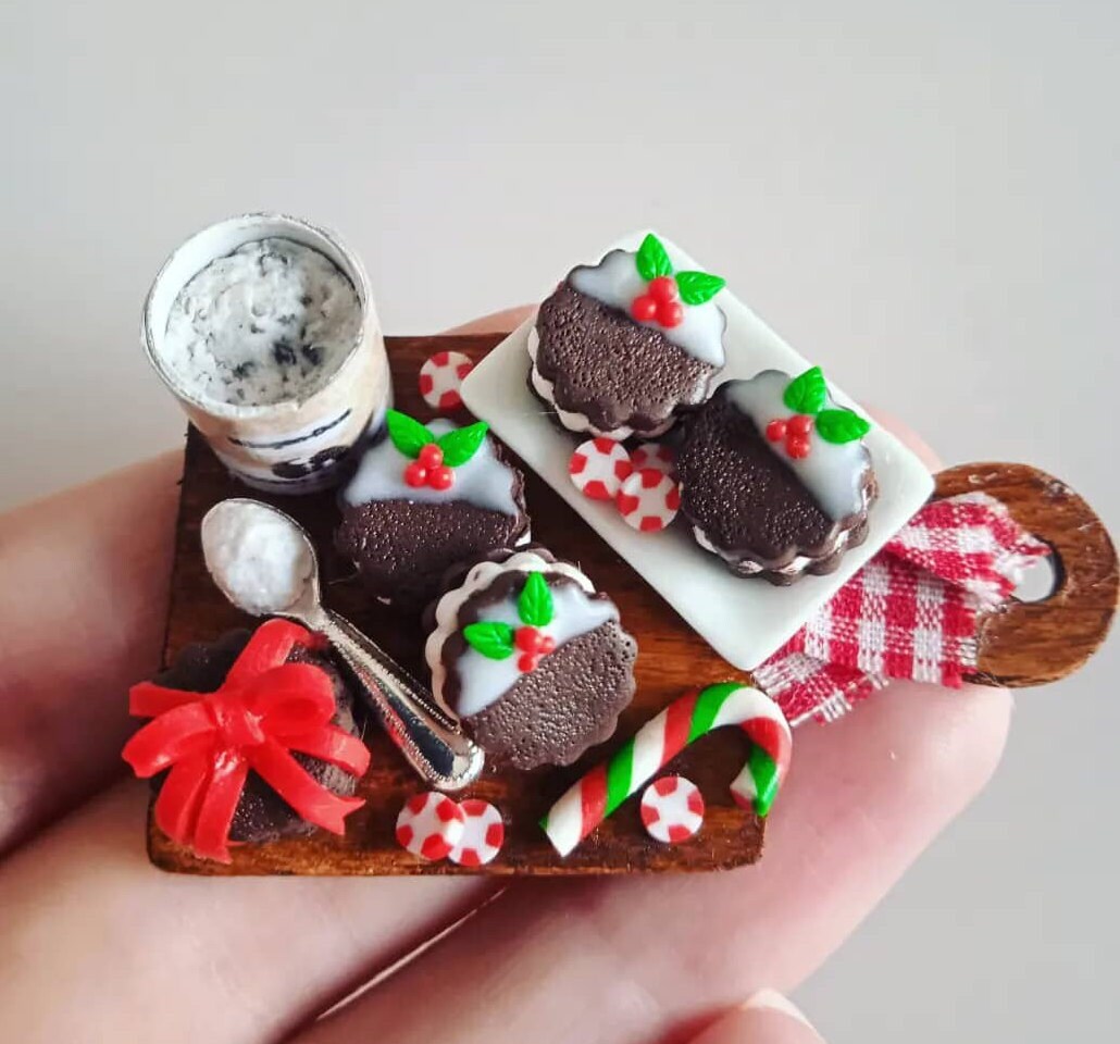 Miniature Christmas Cookies Miniature Food Dollhouse Food - Etsy