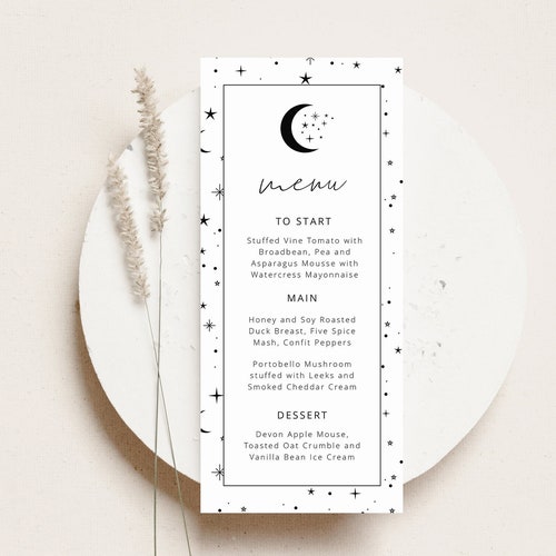 CELESTE Arched Wedding Menu Template Moon Menu Printable - Etsy