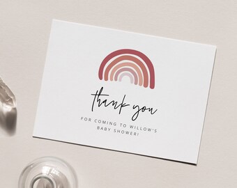 Editable Thank You Card Blush Rainbow Rainbow Thank You | Etsy