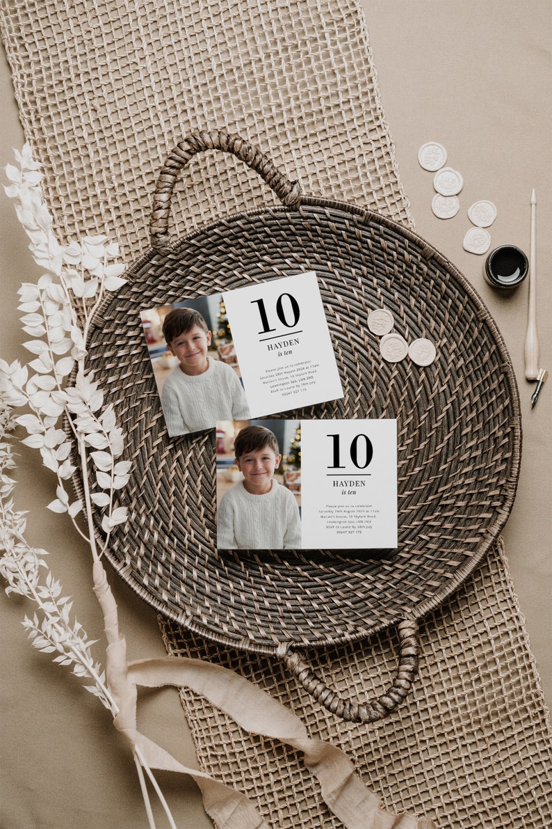 10th Birthday Invitation Template, Tenth Birthday Boy, Ten Invitation ...