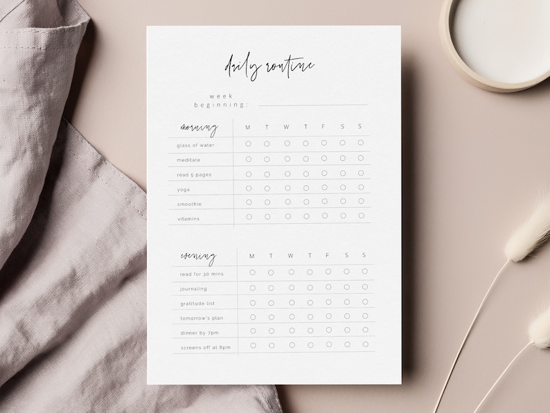 Daily Routine Checklist, Minimal Checklist, Morning and Evening Routine ...