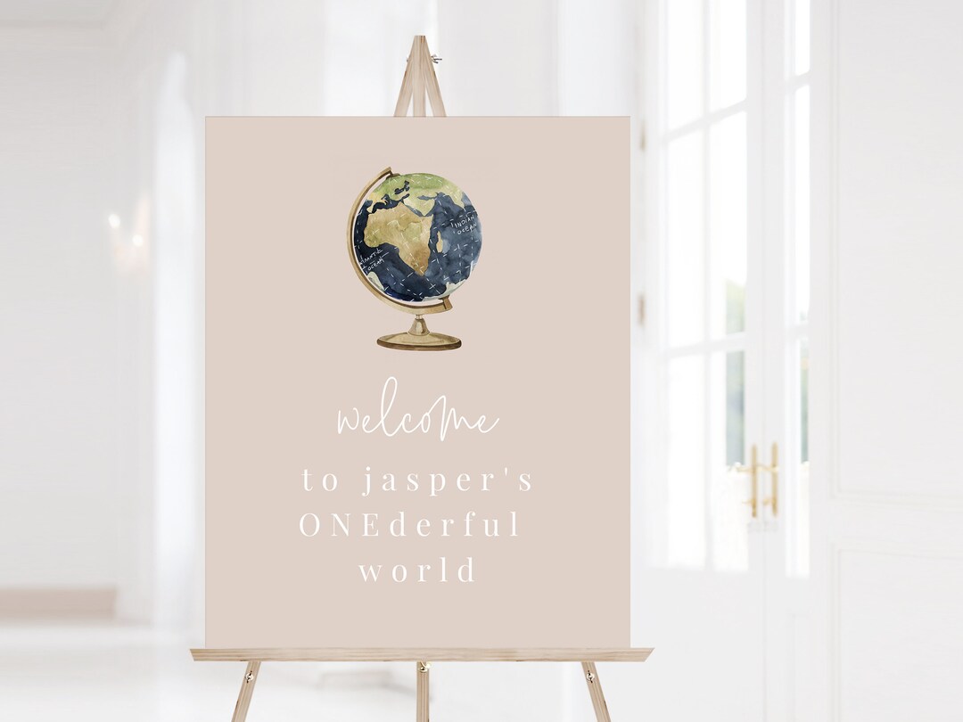 Onederful World Welcome Sign, 1st Birthday Welcome Sign Template ...