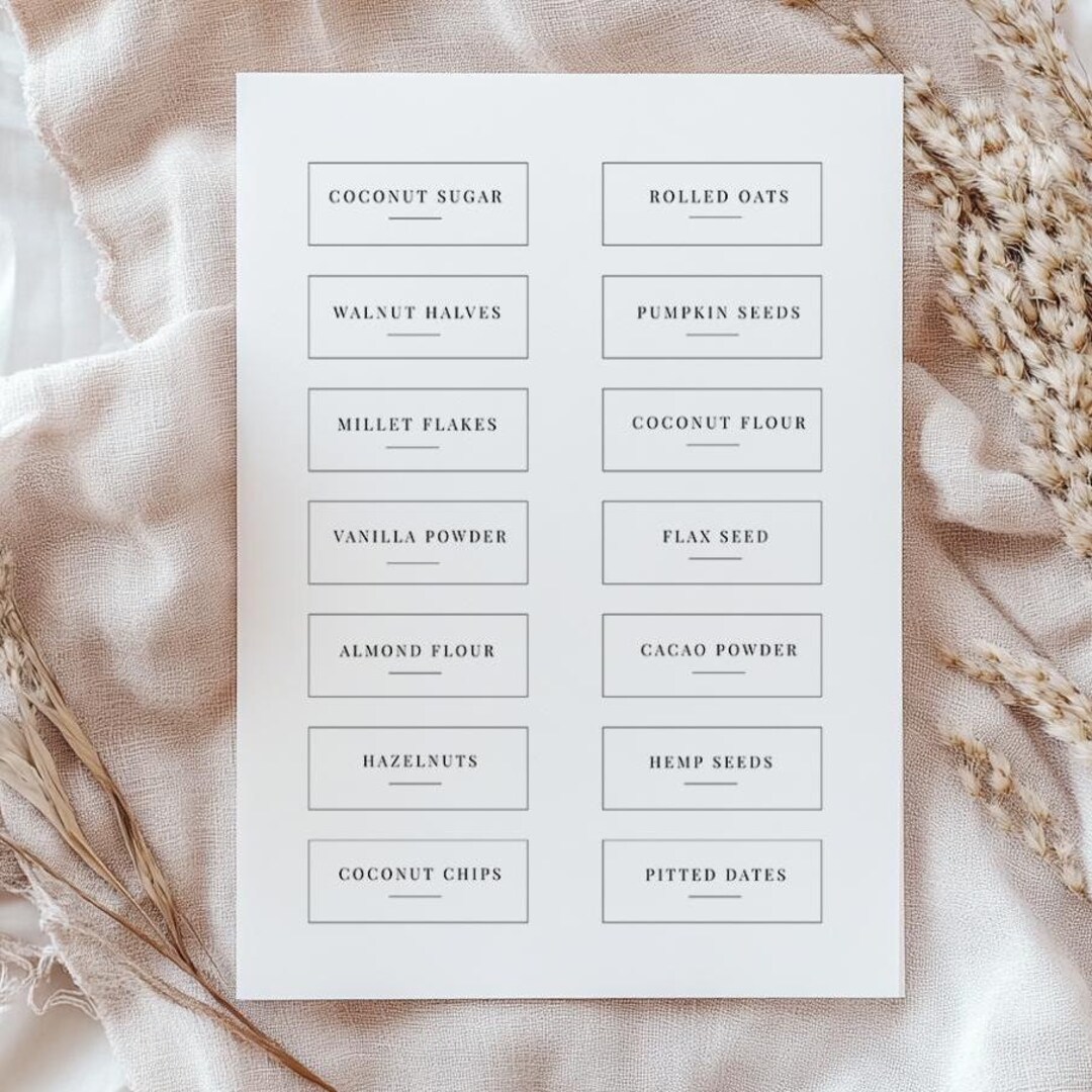 1" X 2-5/8", Editable Pantry Label, Serif Pantry Label, Minimalist ...