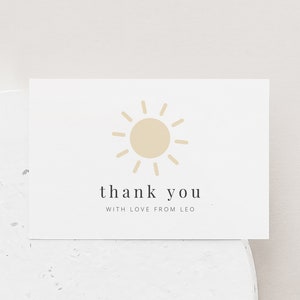 Thank You Card Template | Sun Thank You Note | Sunshine Thank You Card ...