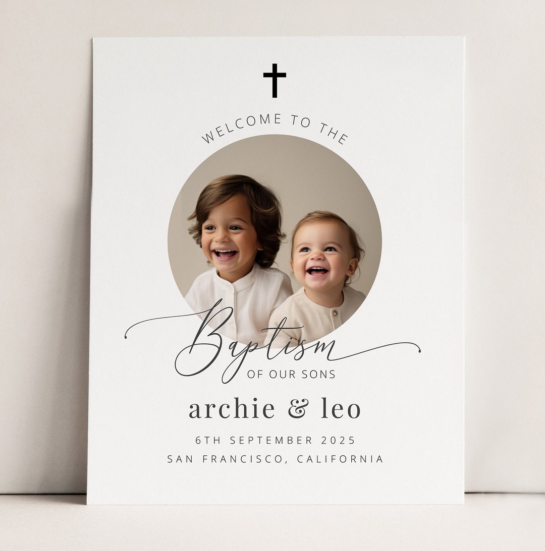 Baptism Welcome Sign Template, Joint Baptism Welcome Poster, Siblings ...