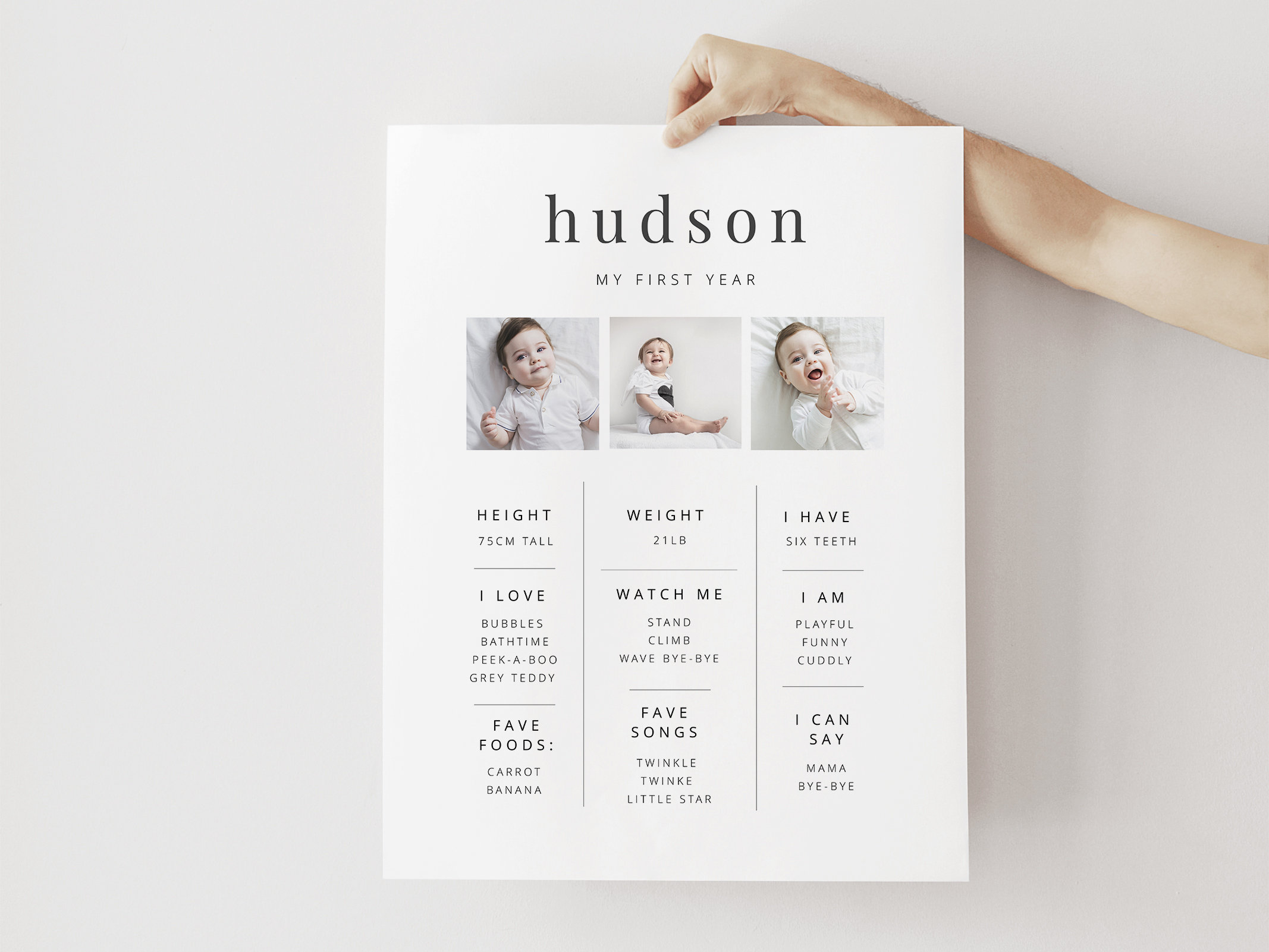 Editable Milestone Poster | 1st Birthday Milestone Print | Photo ...