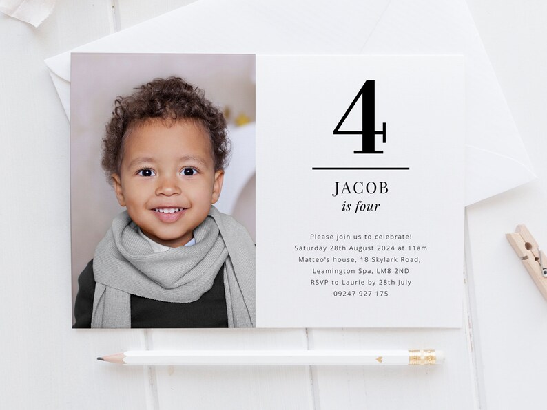 4th Birthday Invitation Template Fourth Birthday Boy Four - Etsy
