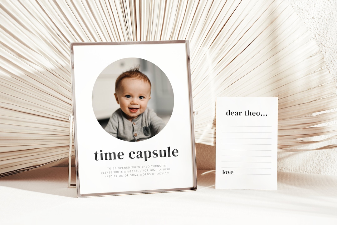 Photo Time Capsule Template, First Birthday Boy, Simple Time Capsule ...