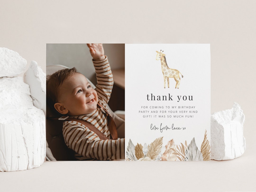 Giraffe Thank You Template, Safari Photo Thank You Note, Giraffe Thank ...
