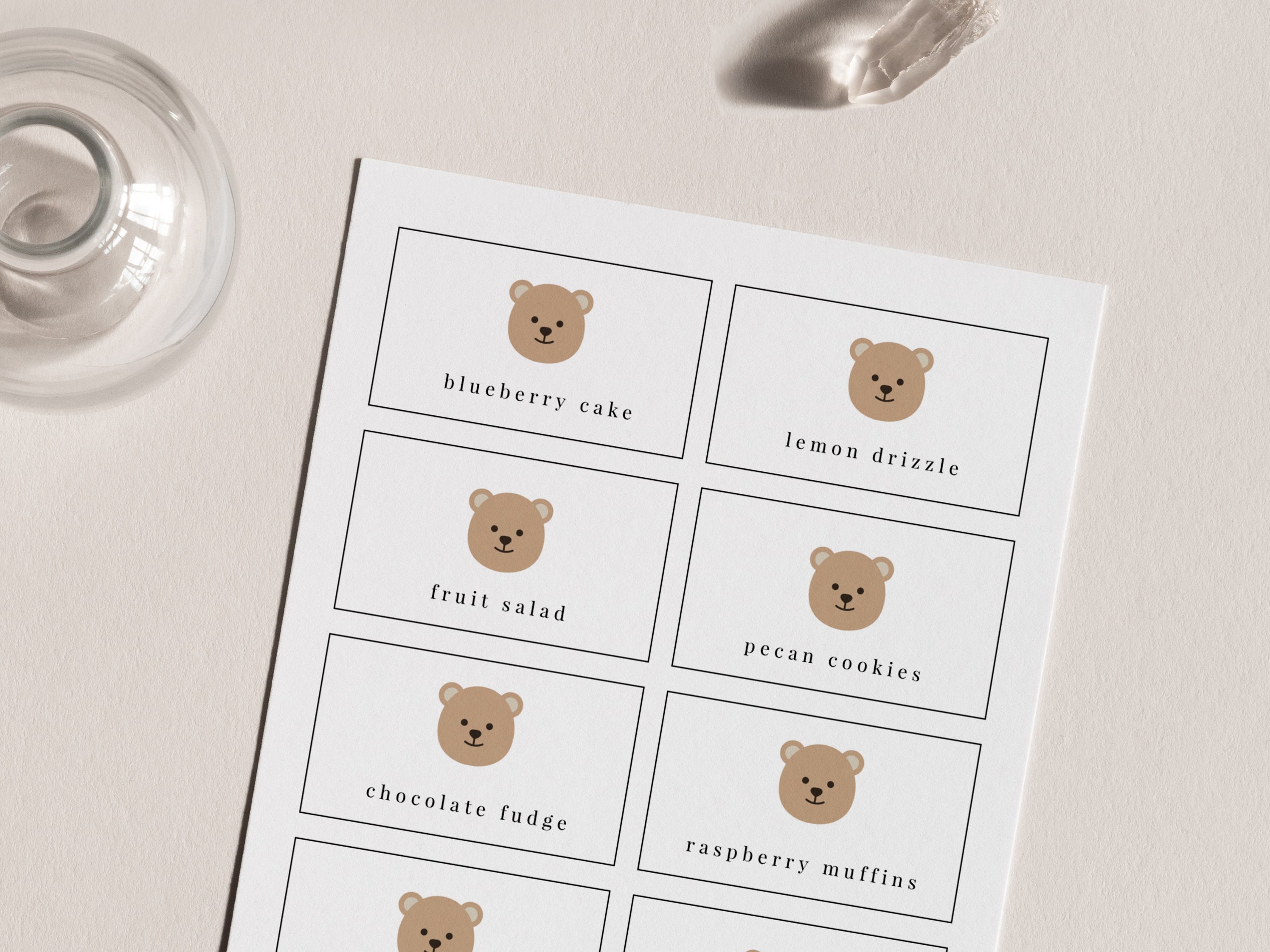 Editable Buffet Labels | Teddy Bears Picnic | Bear Birthday Party ...