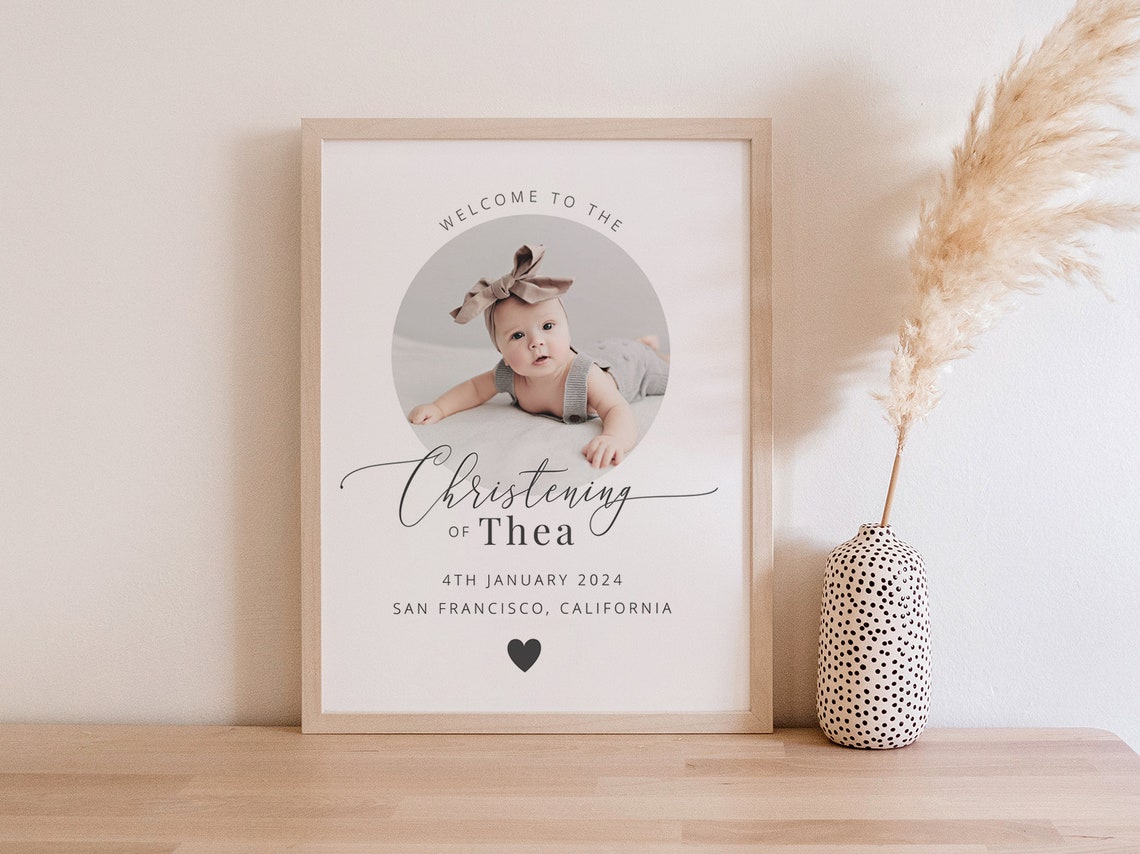 Christening Welcome Sign Template, Girl Christening Welcome Poster ...