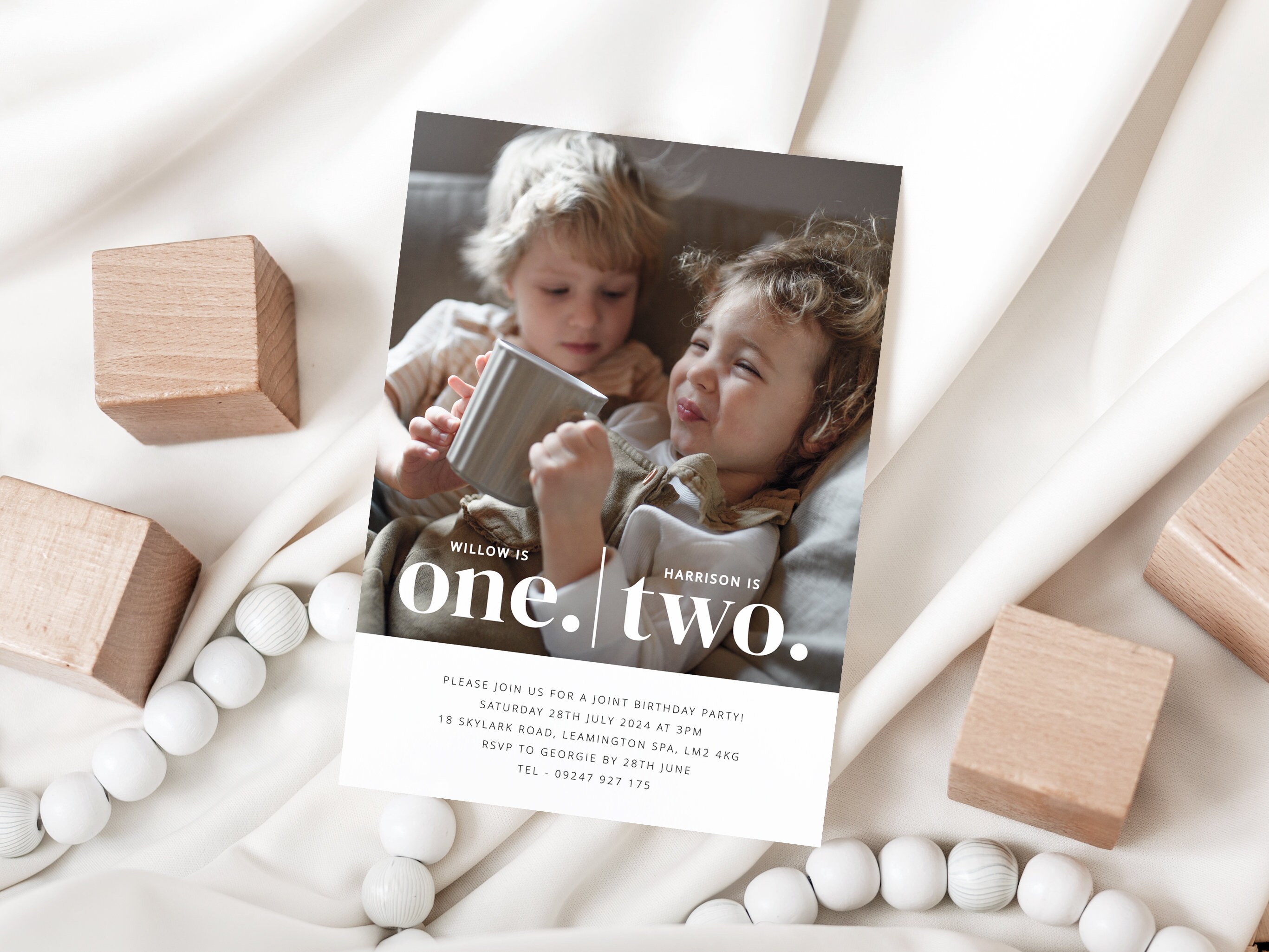 Joint Invitation Template 1st and 2nd Birthday Invitation - Etsy