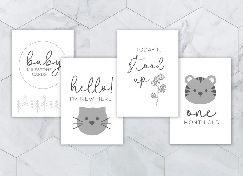 Baby Milestone Cards Cute Animal Milestone Cards Minimal | Etsy