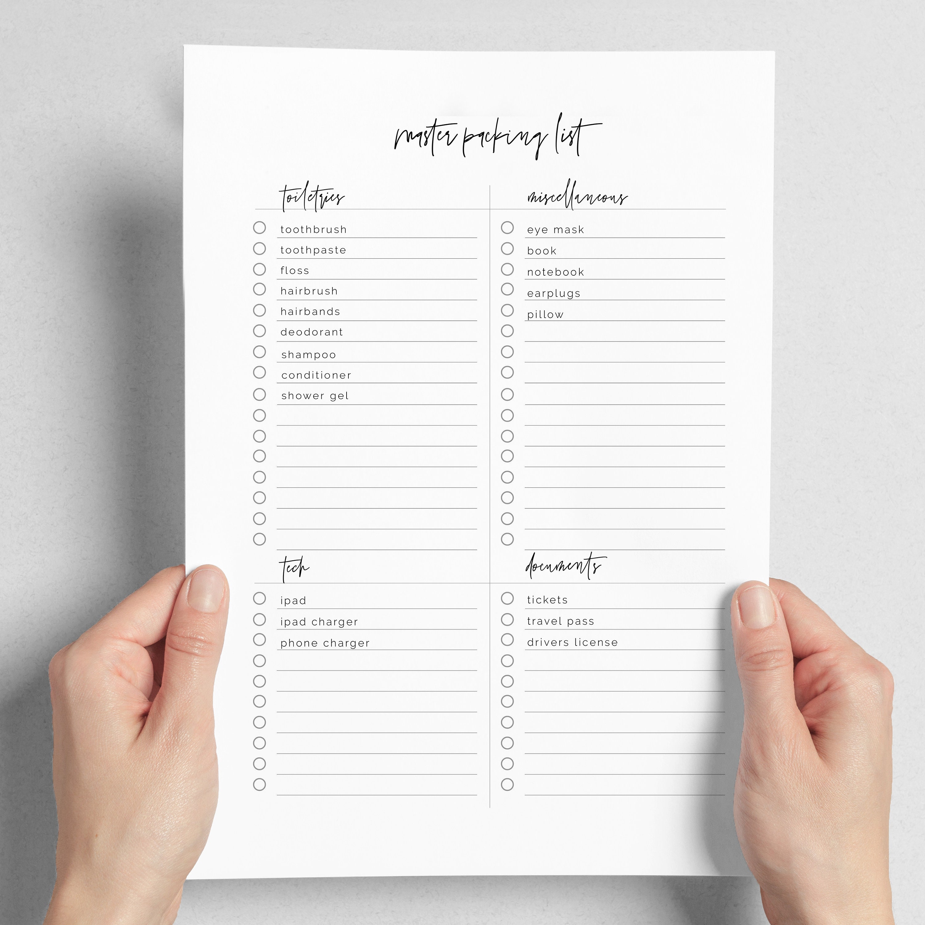 Editable Master Packing List Printable Packing List - Etsy Australia