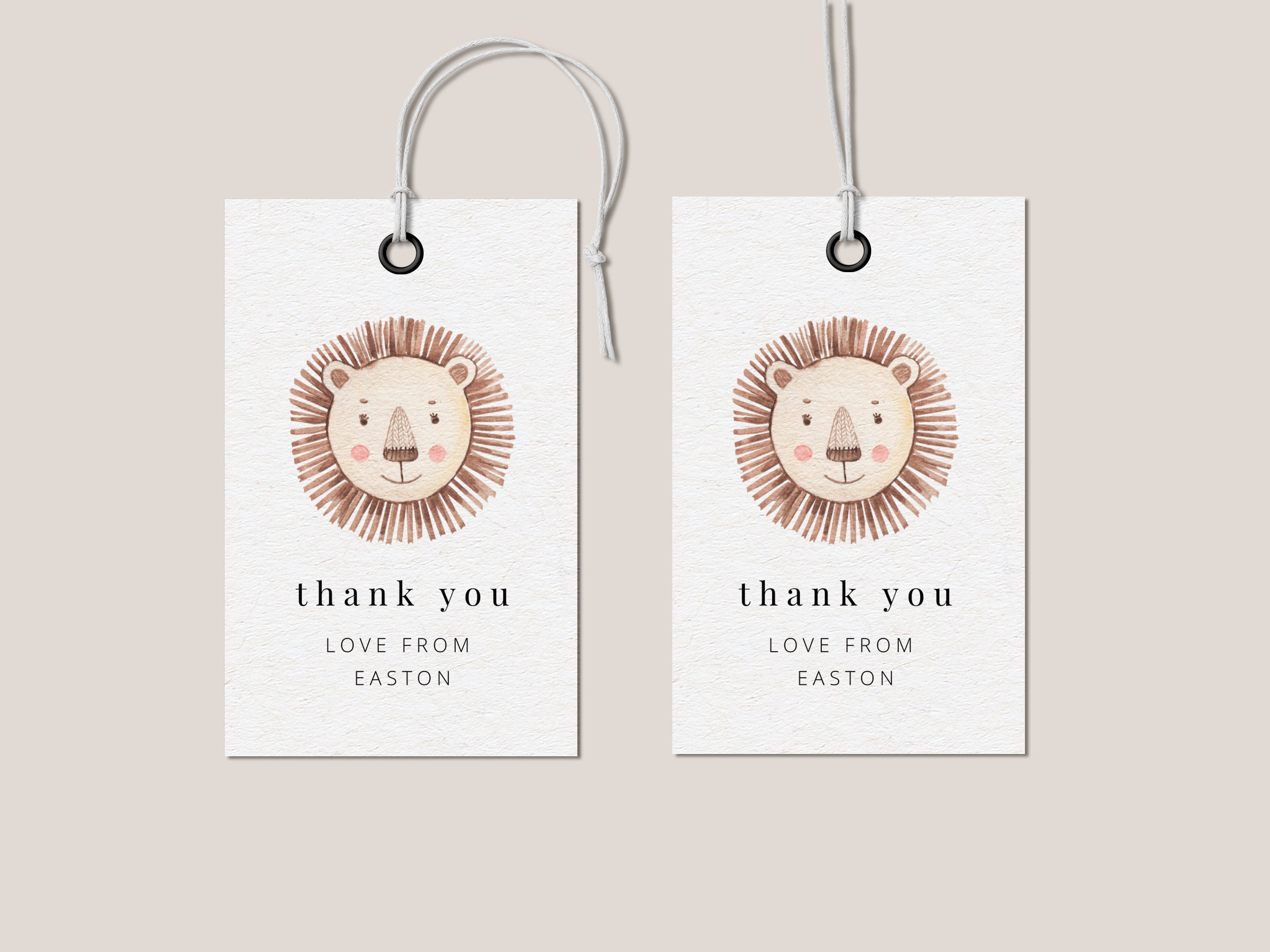 Lion Thank You Tag | Lion Favor Tag Template | Jungle Lion Thank You ...