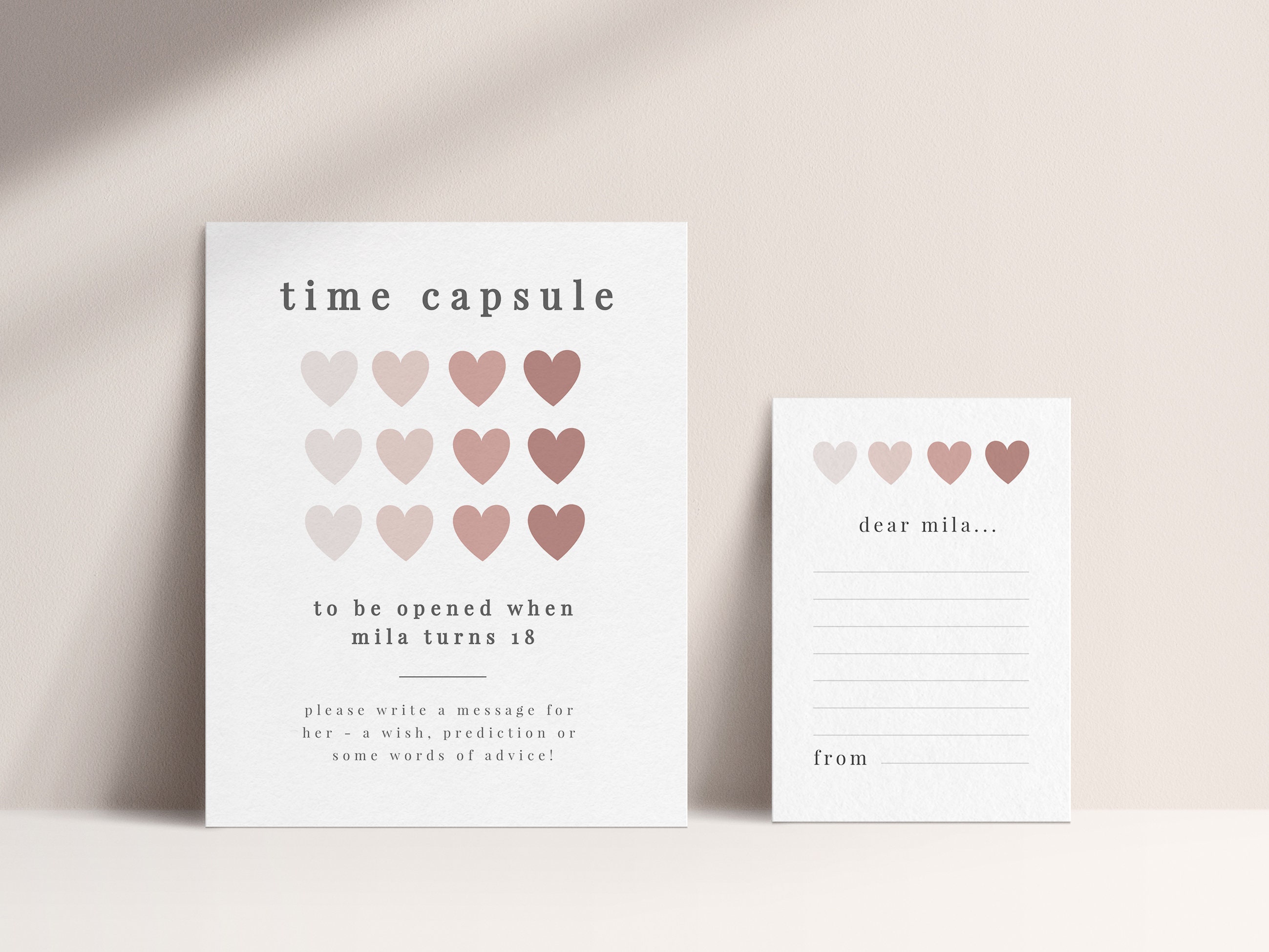 Editable Time Capsule Blush Hearts Birthday First Birthday | Etsy