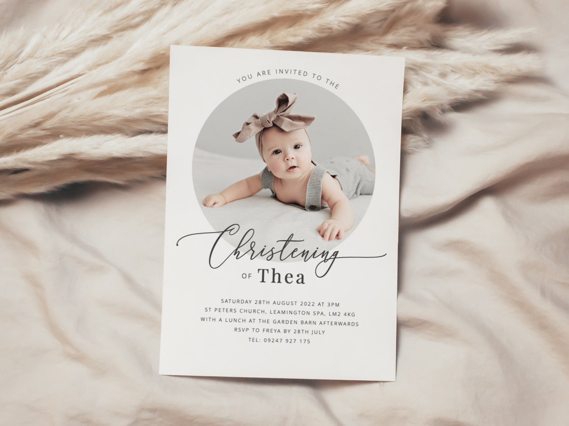 Christening Invitation Template, Christening Photo Invite, Naming Day ...
