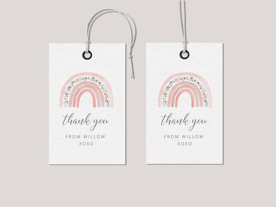 Rainbow Favor Tag Template Boho Rainbow Rainbow Thank You | Etsy