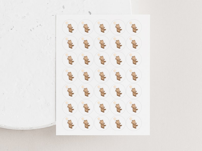 Cupcake Topper Template Bear Balloon Cupcake Toppers Teddy - Etsy