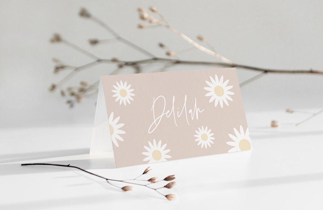 Daisy Name Cards Template, Flower Birthday Party, 1st Birthday Girl ...