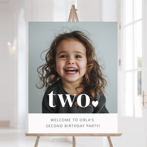 2nd Birthday Welcome Sign Template, Second Birthday Girl, Photo ...